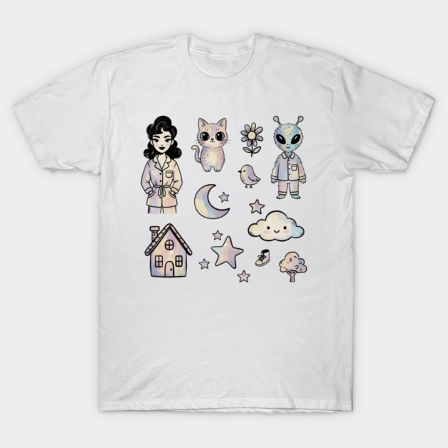 Cat Alien Pinup Girl Cool Sticker Set - Sticker Pack - T-Shirt | TeePublic