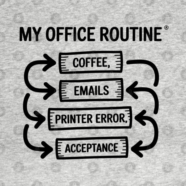 My Office Routine Funny Printer Error Coffee and Emails Flowchart Art ...