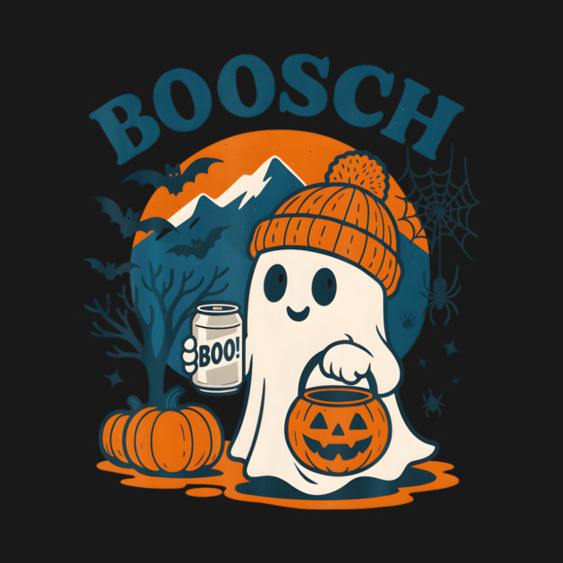 Boosch Light Halloween Ghost Beer Drinking - Funny Halloween Men - T ...