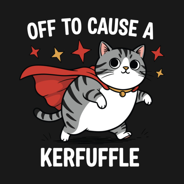 off to cause a kerfuffle cat - Cat - T-Shirt | TeePublic