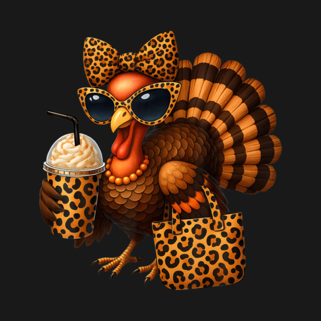 Turkey With Coffee Coquette Bow Thanksgiving - Turkey Thanksgiving ...