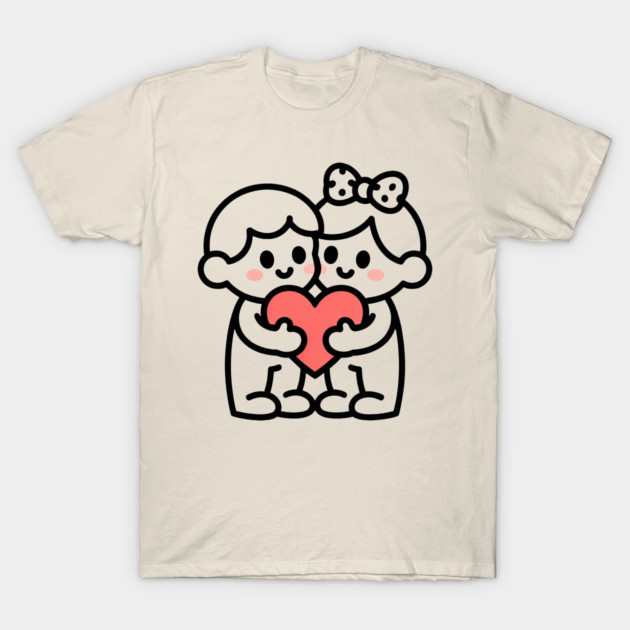Cute Couple Holding Heart - Cute Couple - T-Shirt | TeePublic