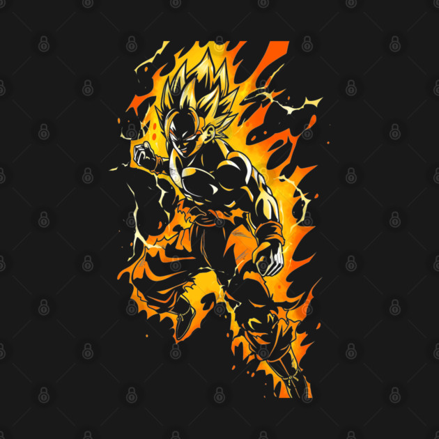 Super Saiyan Goku Fiery Aura Fan - Goku - T-Shirt | TeePublic