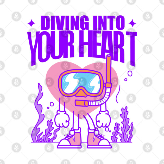 Diving Into Your Heart - Cute Snorkeling Love Character - Diving Heart ...