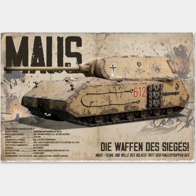 Panzer VIII Maus WWII German Super Heavy Tank Prototype Vintage Museum ...