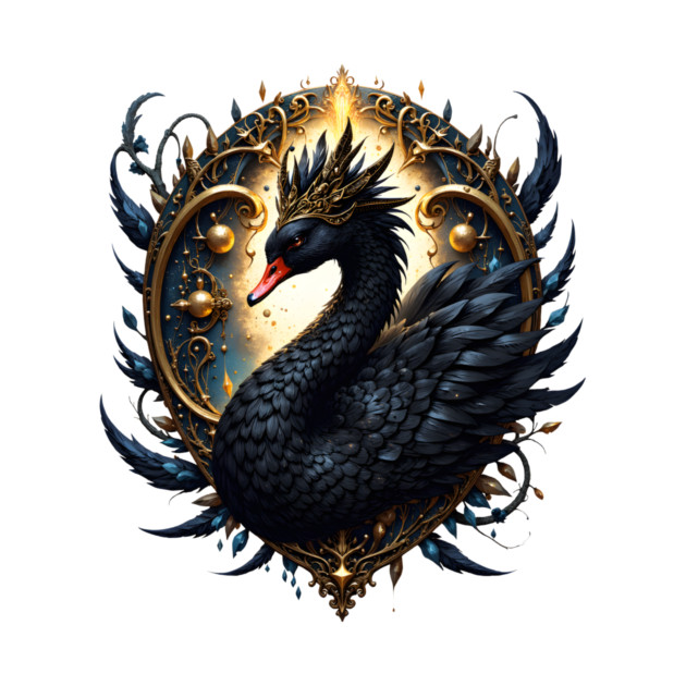 Obsidian Swan of Silent Grace – Dark Fantasy Elegance - Swan Princess - T-Shirt | TeePublic