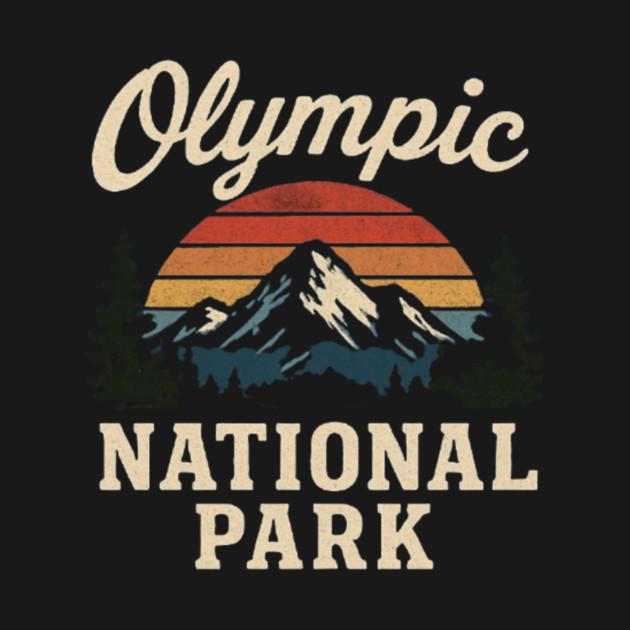 Olympic National Park - Vintage Sunset - National Park - T-Shirt ...