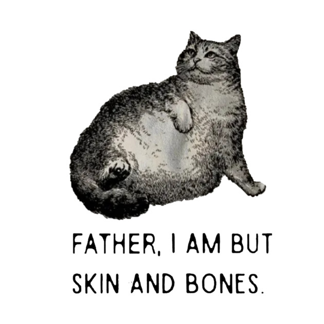Funny Fat Cat Father I Am But Skin And Bones Art Vintage Relaxed Cat ...