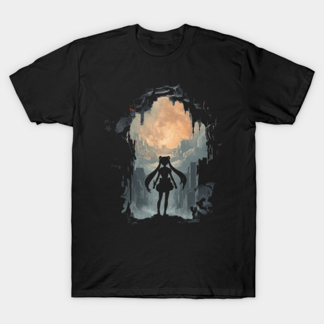 The Moon Girl Silhouette - Anime Girl - T-Shirt | TeePublic