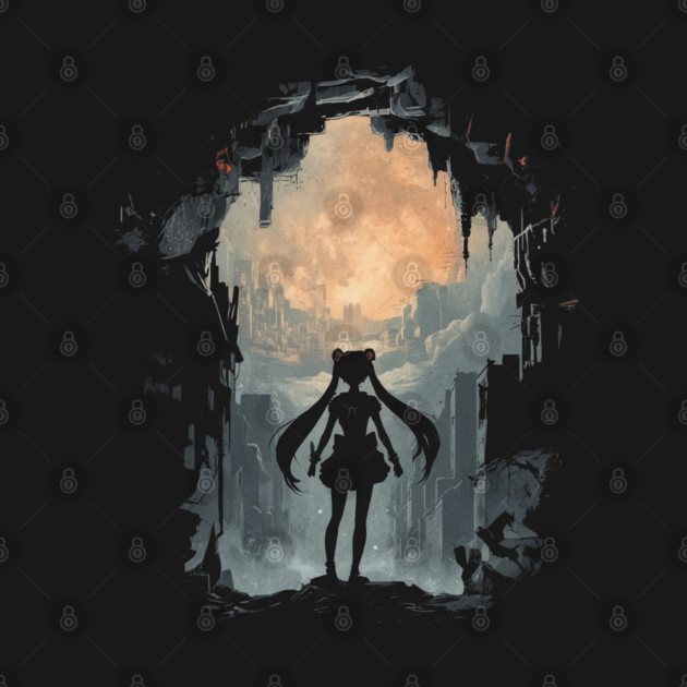 The Moon Girl Silhouette - Anime Girl - T-Shirt | TeePublic
