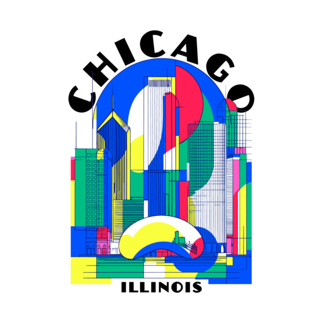 Art Deco Chicago Skyline - Chicago - T-Shirt | TeePublic
