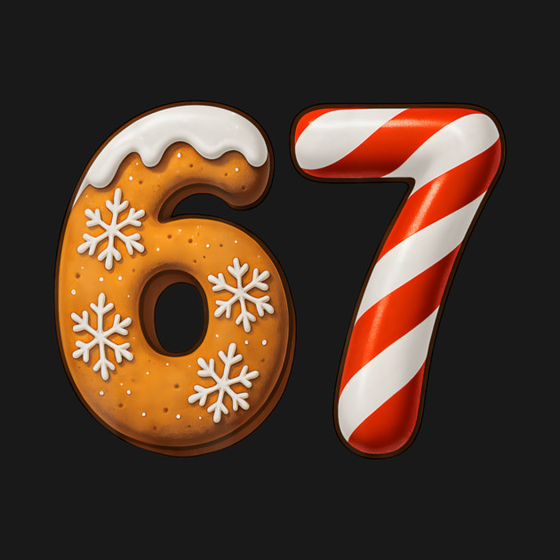 67 Six Seven 6-7 Gingerbread Candy Cane - Christmas Kids Meme - T-Shirt ...
