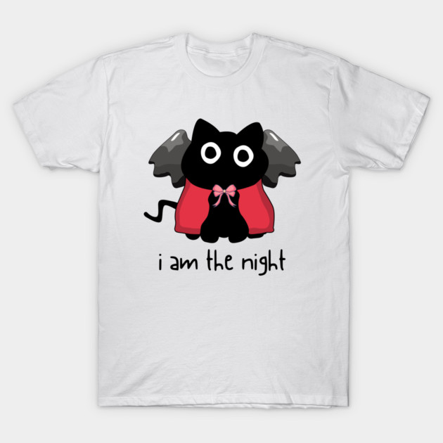 "I Am The Night" - Funny & Cute Vampire Black Cat With Bat Wings & Red ...