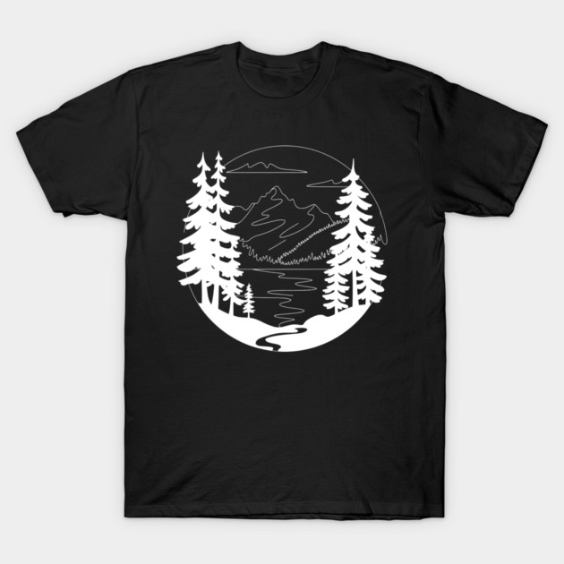 Mountain Lake Scene - Nature - T-Shirt | TeePublic