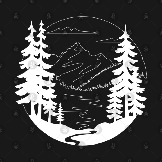 Mountain Lake Scene - Nature - T-Shirt | TeePublic