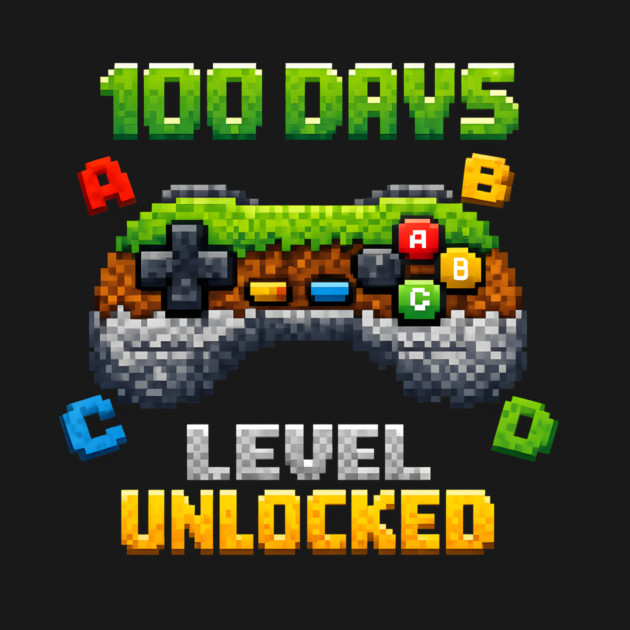100 Days Level Unlocked Gamer Art - Gamer - T-Shirt | TeePublic