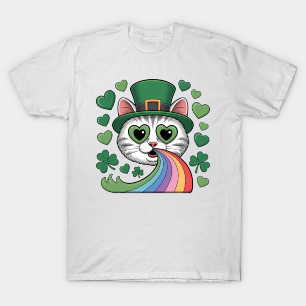Lucky Shamrock cat face St Patricks Day - St Patricks Day - T-Shirt ...