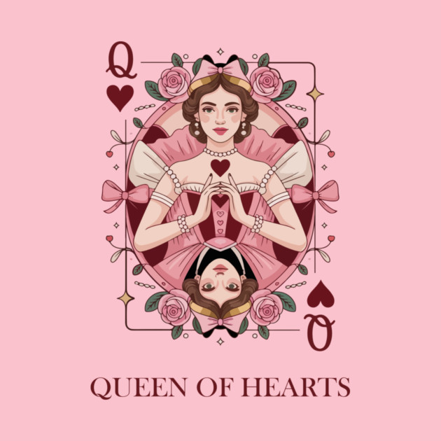 Queen of Hearts Floral Card Design — Romantic Vintage Playing Card Art ...