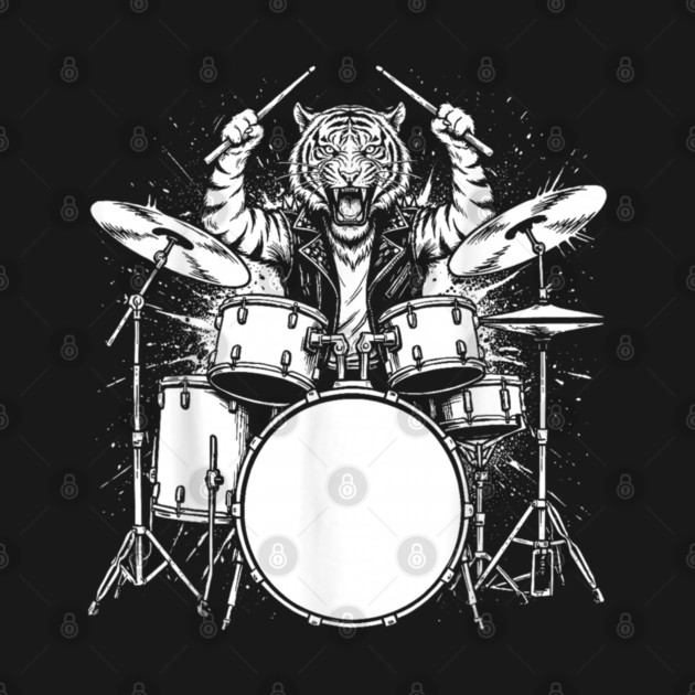 Tiger Drummer Rock Wild Animal Playing Drums - Tiger Playing Drums ...