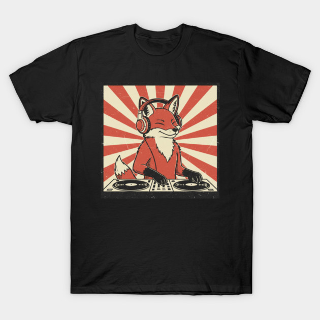Retro DJ Fox with Headphones - Retro Dj Fox - T-Shirt | TeePublic