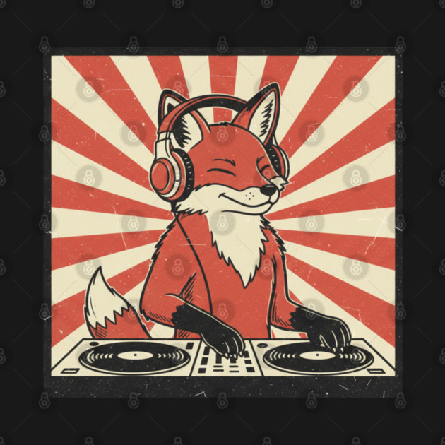 Retro DJ Fox with Headphones - Retro Dj Fox - T-Shirt | TeePublic