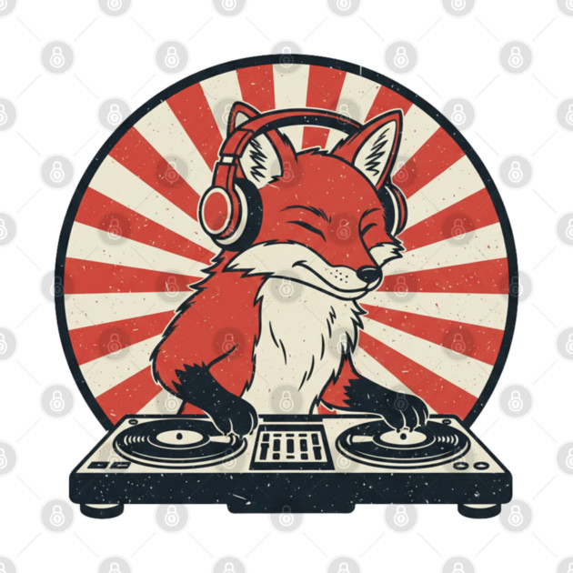 Retro DJ Fox with Headphones - Retro Dj Fox With Headphones - T-Shirt ...