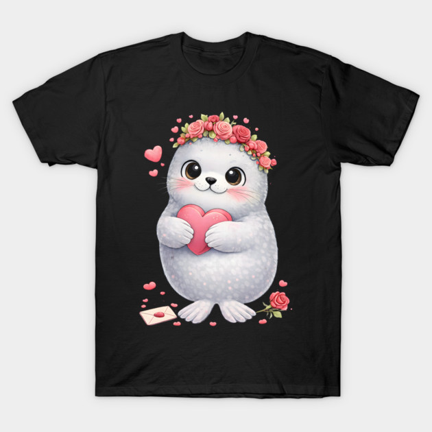 Seal Valentine Hearts Animal Sea Ocean - Seal Valentine - T-Shirt ...