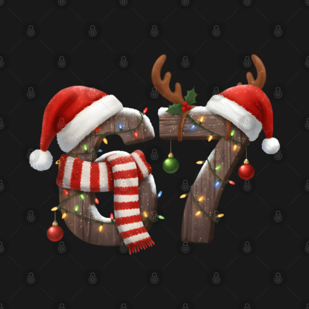 Six Seven 6-7 67 Lights Brain Rot - Funny Christmas Meme - T-Shirt ...