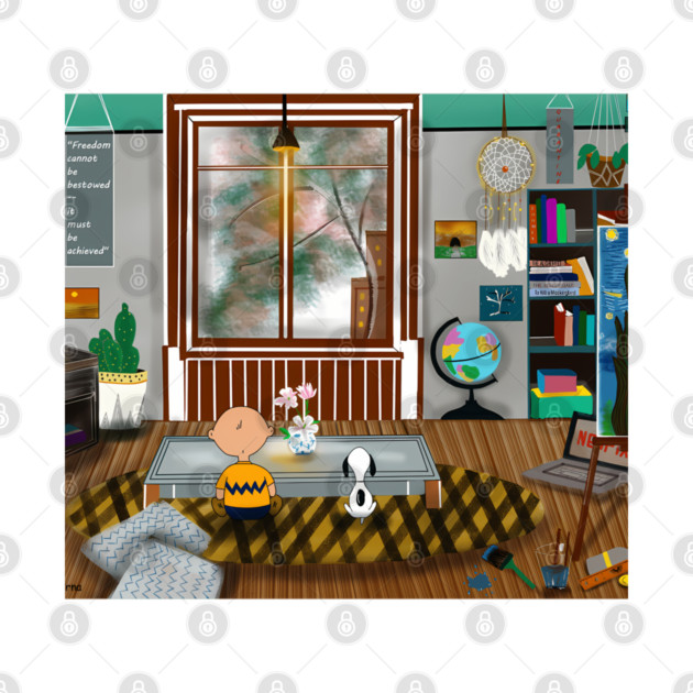𝗦𝗻𝗼𝗼𝗽𝘆 Cozy Room Scene - Snoopy - T-Shirt | TeePublic