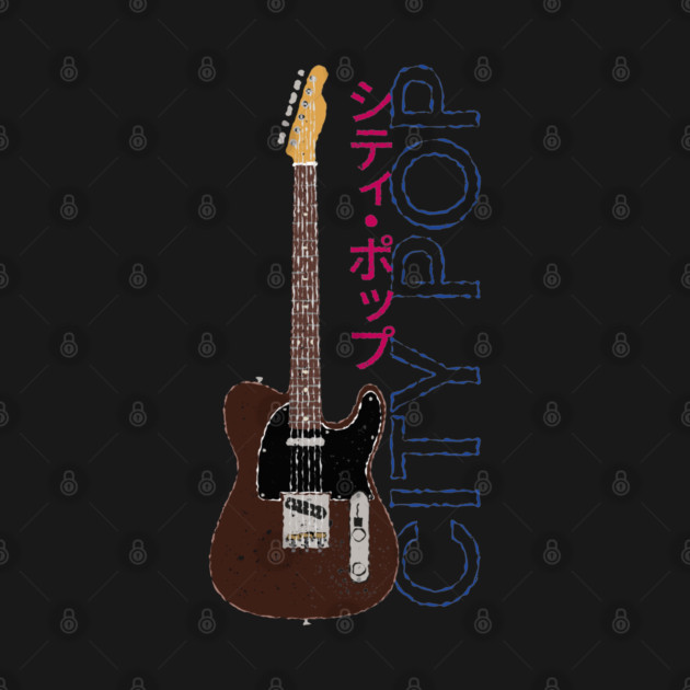 Japanese CITY POP Electric Guitar - Citypop - T-Shirt | TeePublic