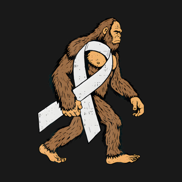 Lung Bigfoot White Ribbon Support s Dad - Lung Cancer Awareness - T ...
