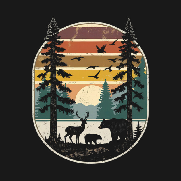 Sunset Forest Trees Wildlife Nature Animal Deer Bear Hunter Hunting ...