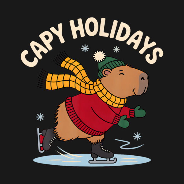 Ca Ice Skating Capybara - Funny Xmas Christmas - T-Shirt | TeePublic