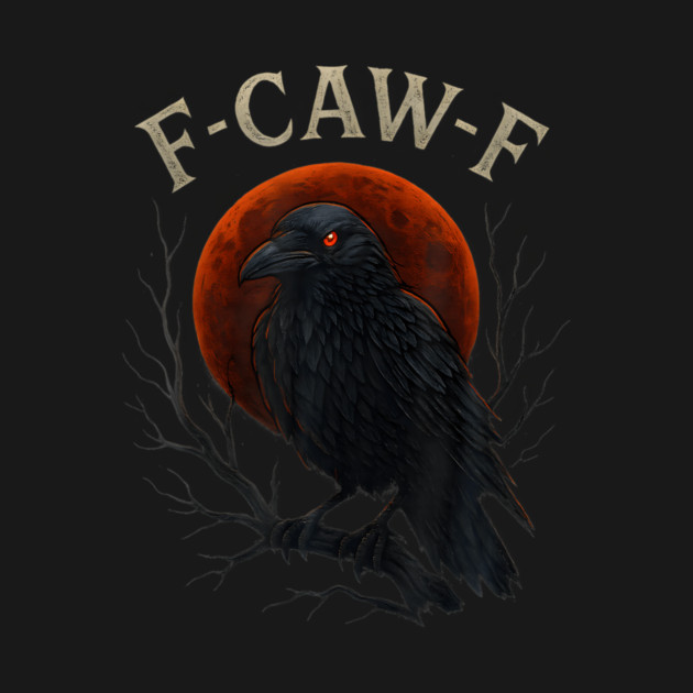 Gothic Black Crow F-Caw-F Raven Red Moon - Gothic Crow Humor - T-Shirt ...