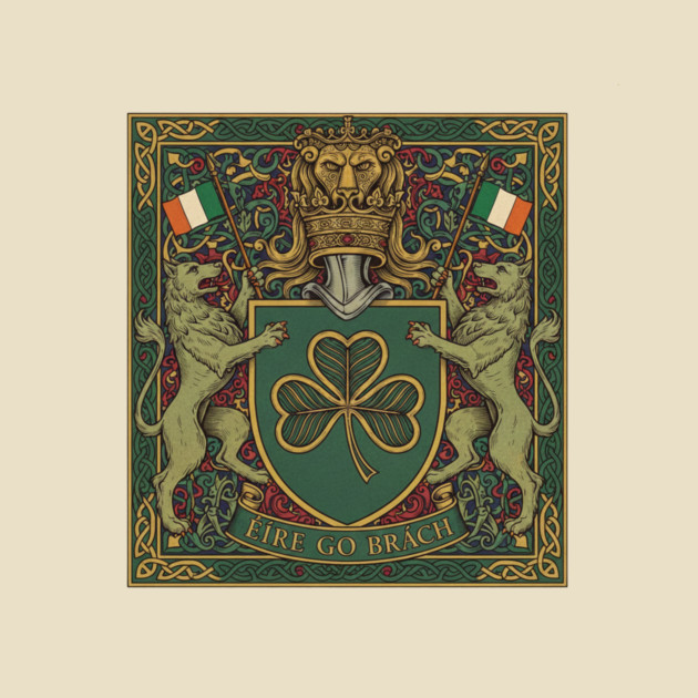 Lucky Irish Shamrock Crest - Irish - T-Shirt | TeePublic