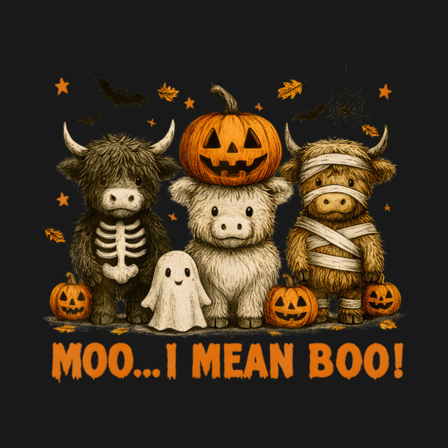 Ghost Cow Moo I Mean Boo Halloween Cow - Funny Cow Halloween - T-Shirt ...