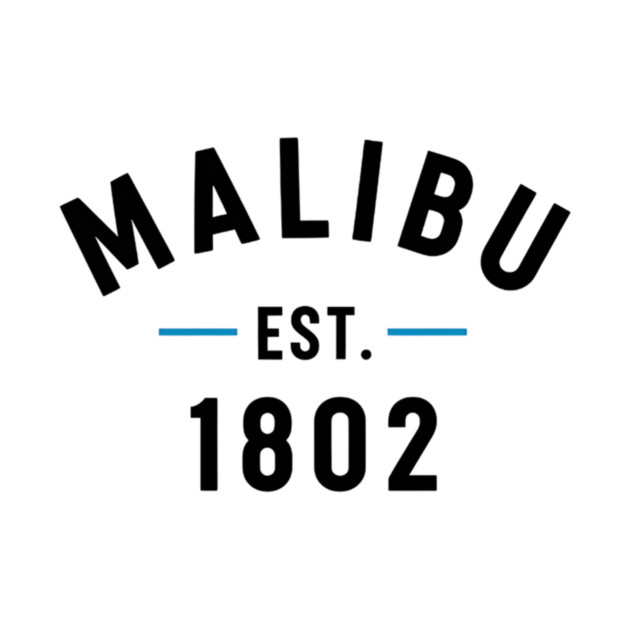 Retro Malibu Established 1802 Text Design - Malibu - T-Shirt | TeePublic