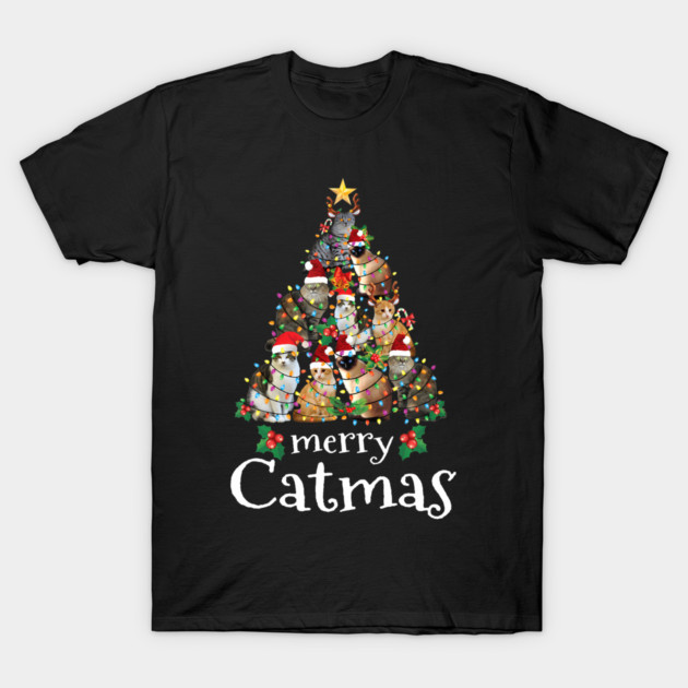 Merry Catmas Funny Cat Mom Cat Dad Christmas Cat - Merry Catmas - T ...