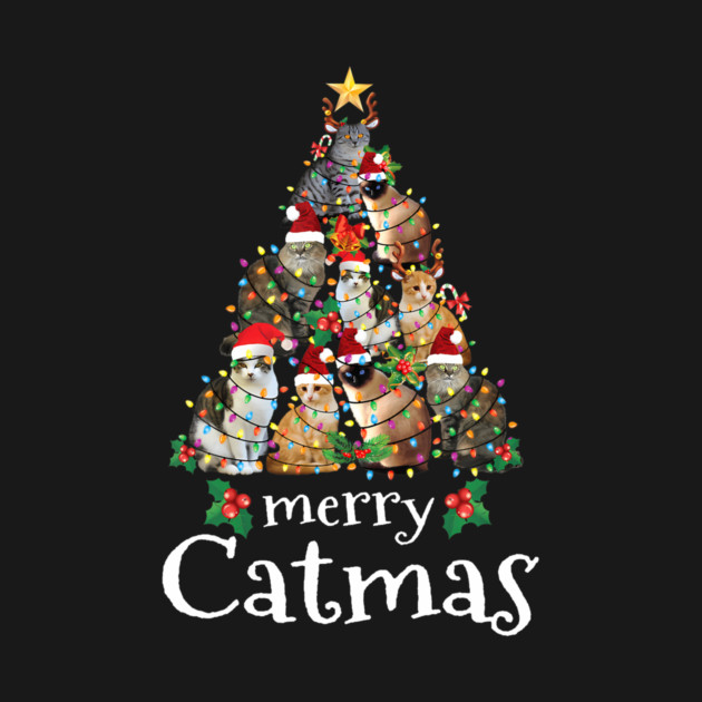 Merry Catmas Funny Cat Mom Cat Dad Christmas Cat - Merry Catmas - T ...
