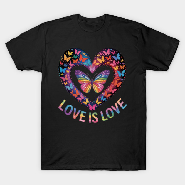 Butterfly Heart Rainbow Love is Love LGBT - Butterfly Heart Rainbow - T ...