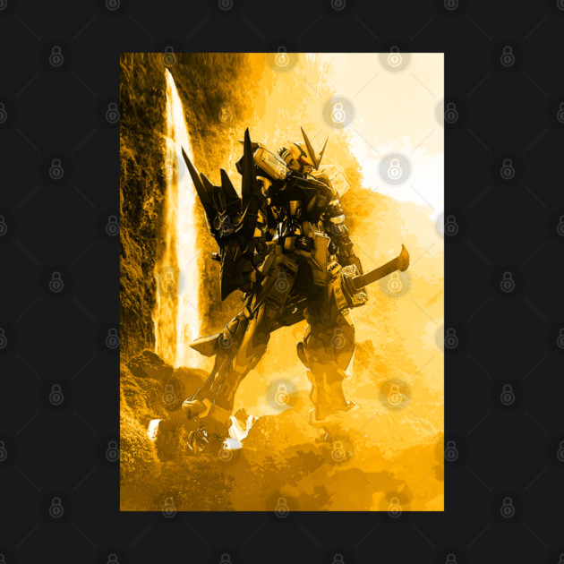 gold Astray Red Frame on fire - Astray Gundam - T-Shirt | TeePublic