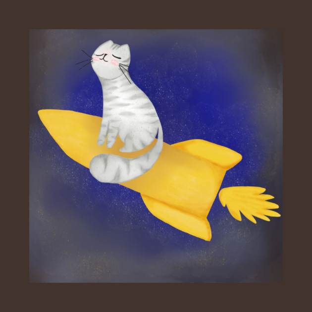 Mystical Rocket Cat – Celestial Feline Riding Through the Stars ...