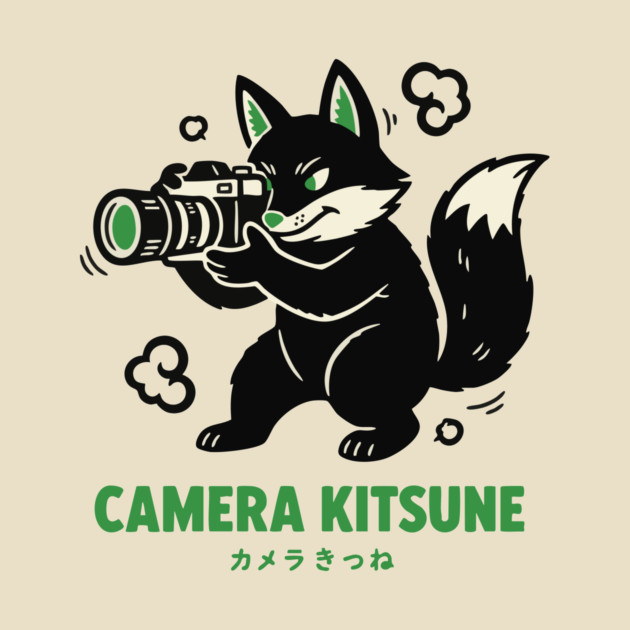 Camera Kitsune - A Cute Fox Taking A Picture - T-Shirt | TeePublic