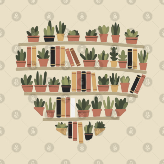 Heart Bookshelf Plant Lovers - Plants - T-Shirt | TeePublic