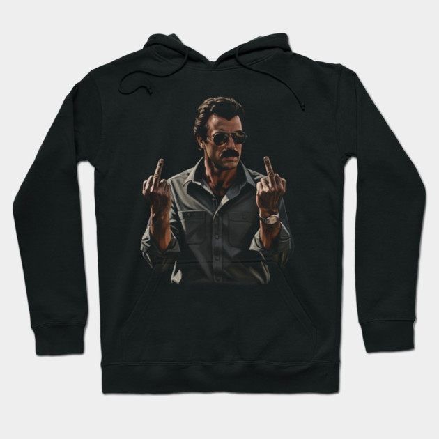 Retro Tom selleck Middle finger White 90s - Tom Selleck - Hoodie ...