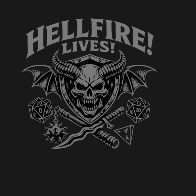 Hellfire Lives Skull Gaming Design - Hellfire Skull - T-Shirt | TeePublic