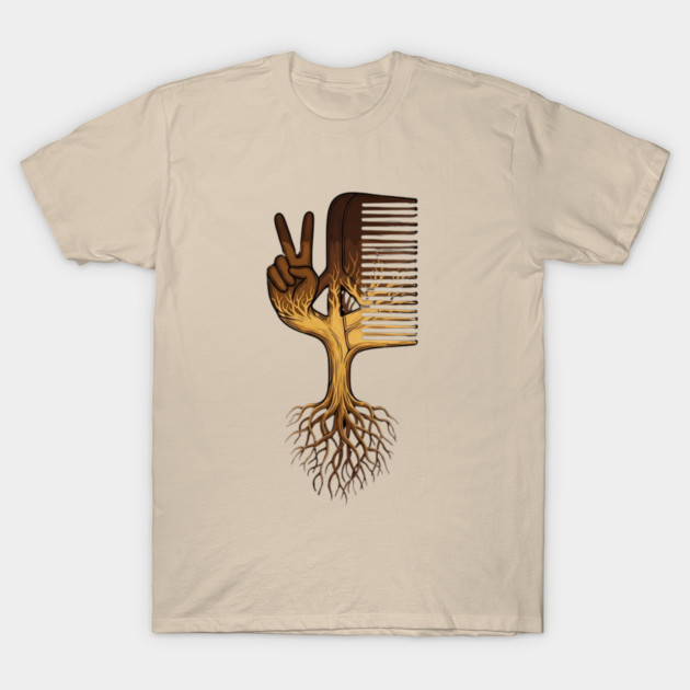 Afro Comb Tree Roots Peace Sign Natural Hair Black History Art - Black ...