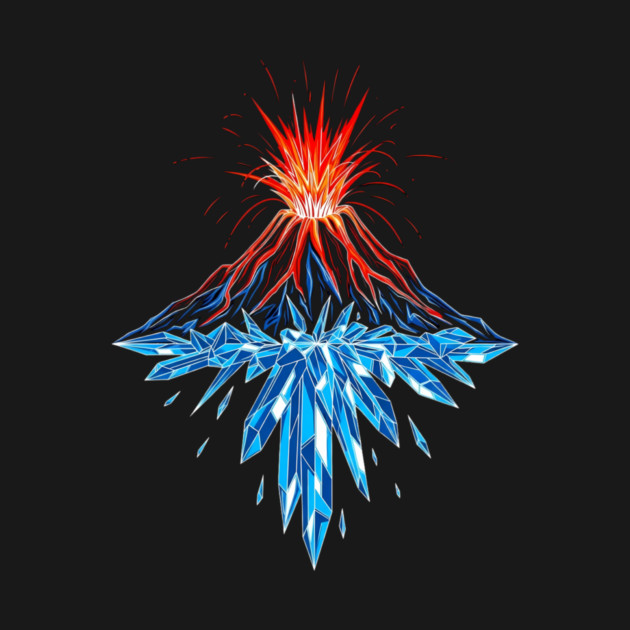 Iceland Fire and Ice Volcano Glacier Crystal Shards Low Poly Art ...
