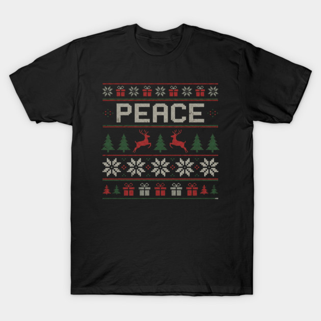Ugly Christmas Sweater Peace Reindeer Tree Holiday Knitted Pattern ...