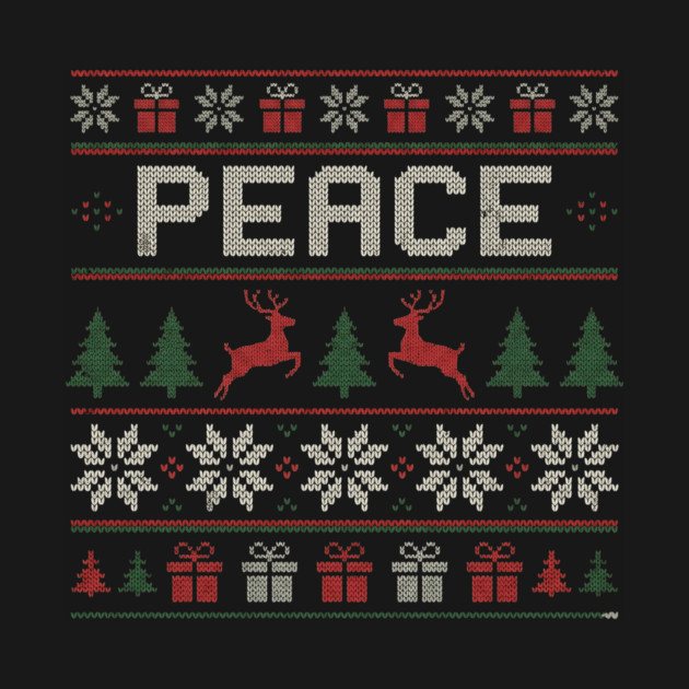 Ugly Christmas Sweater Peace Reindeer Tree Holiday Knitted Pattern ...